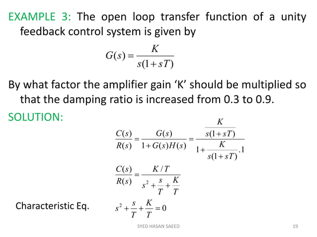 Time domain specifications of second order system