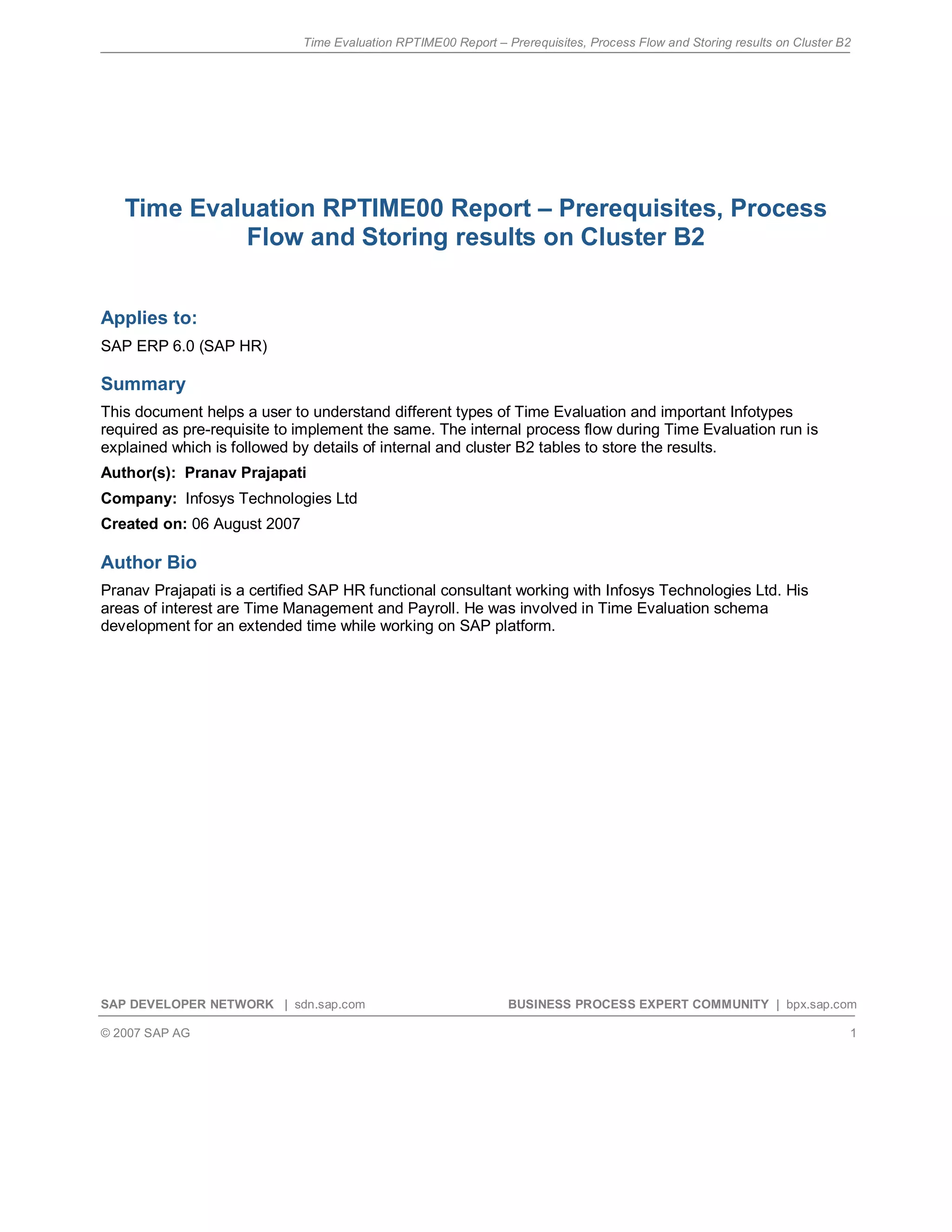 Time evaluation rptime00 report | PDF