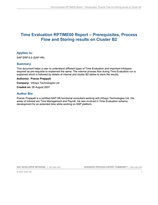 Time evaluation rptime00 report | PDF