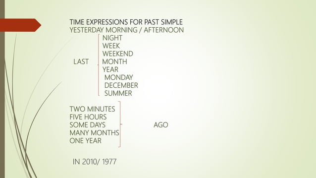 TIME EXPRESSIONS FOR THE PAST SIMPLE.pptx