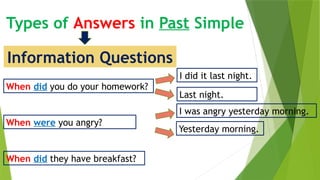 TIME EXPRESSIONS IN PAST, Exercises and Examples | PPTX