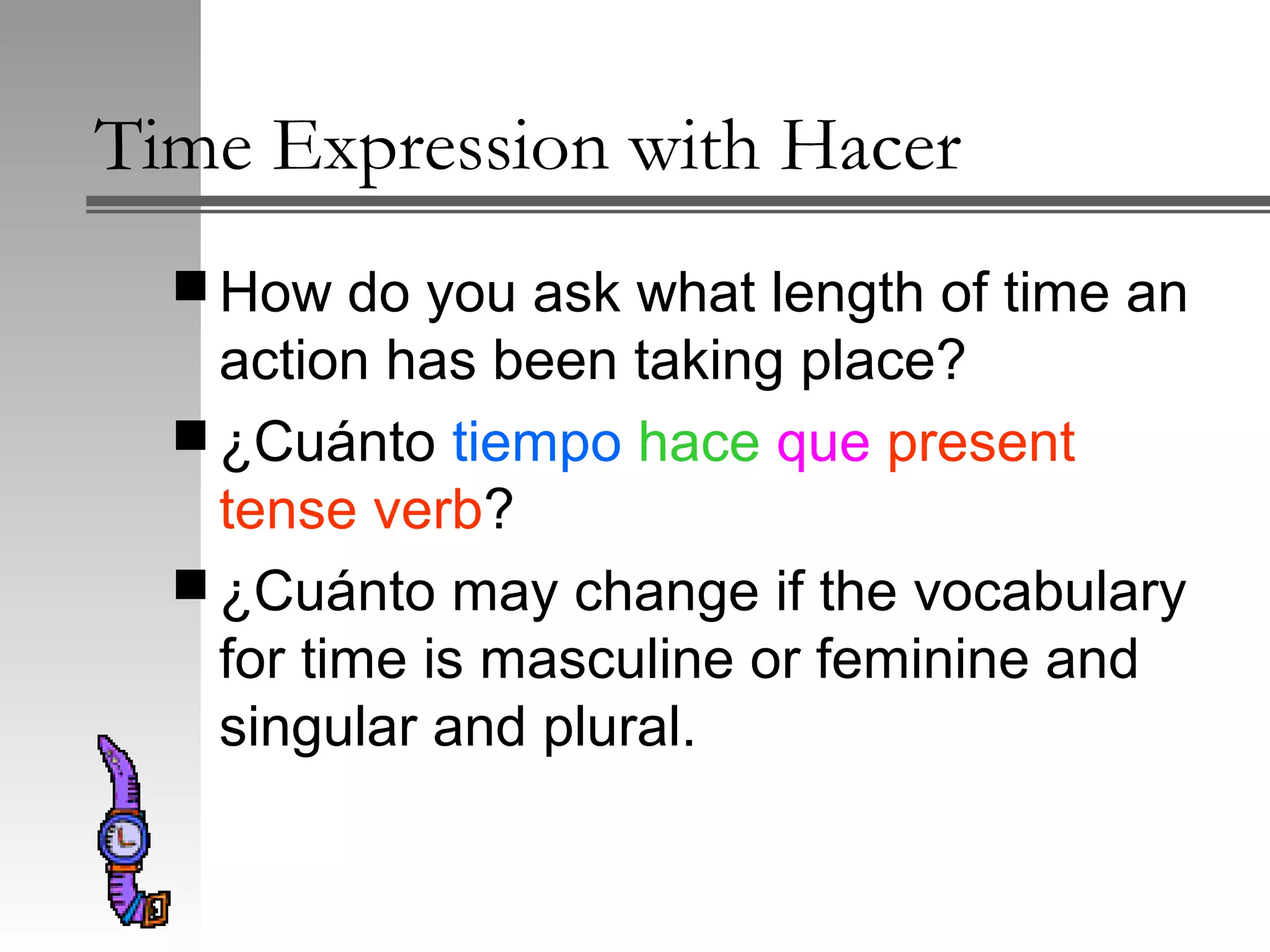 Time expressions with hacer | PPT