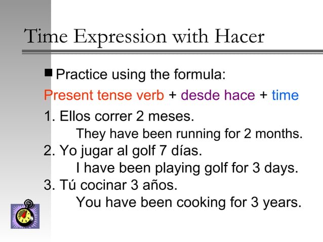 Time expressions with hacer | PPT