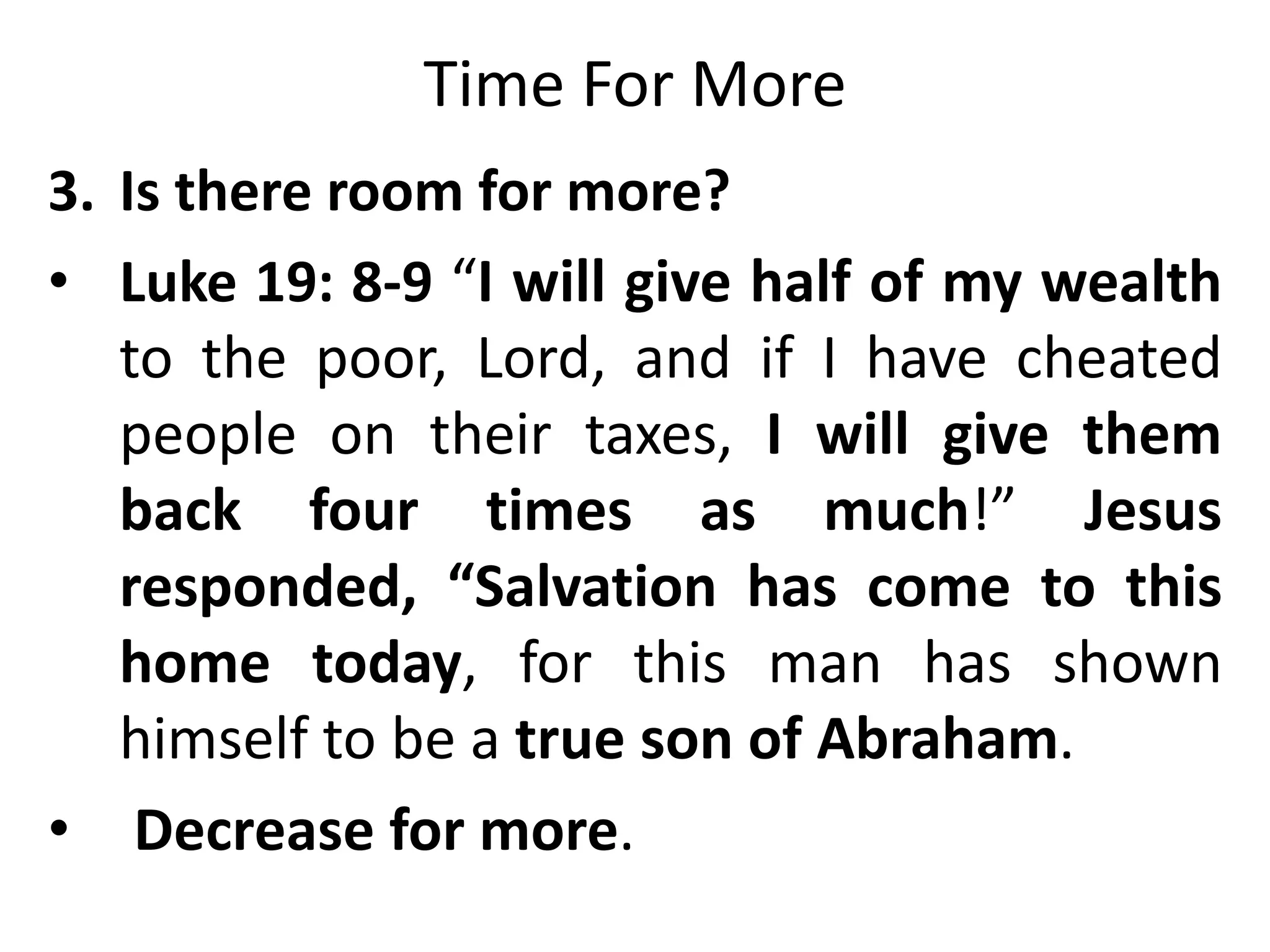 Time for more | PPTX | Christianity | Religion & Spirituality