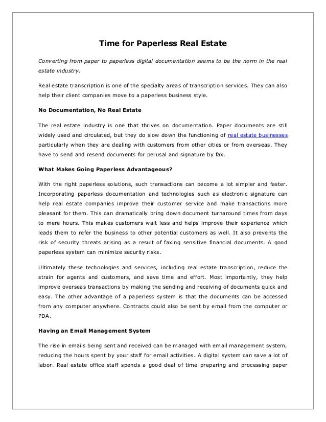 Time for Paperless Real Estate