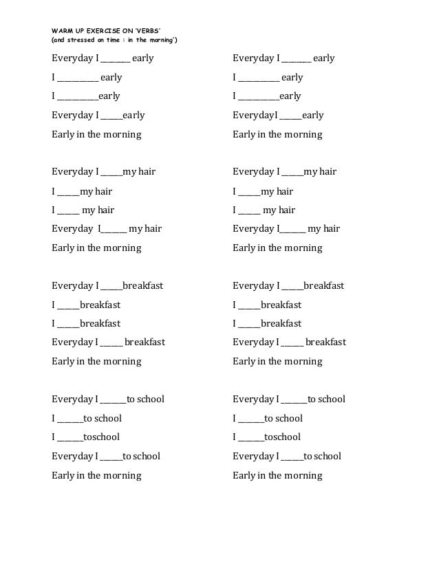 WARM UP EXERCISE ON VERBS (UPSR)
