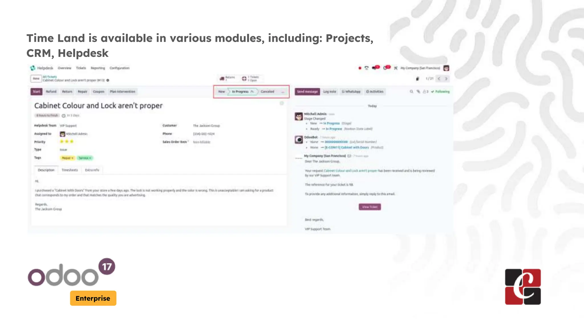 Time Land in Status Bar Odoo 17 | PPT