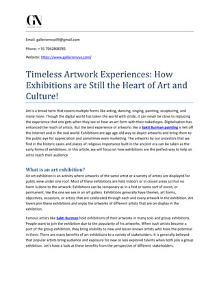 Timeless Artwork Experiences How Exhibitions are Still the Heart of Art ...