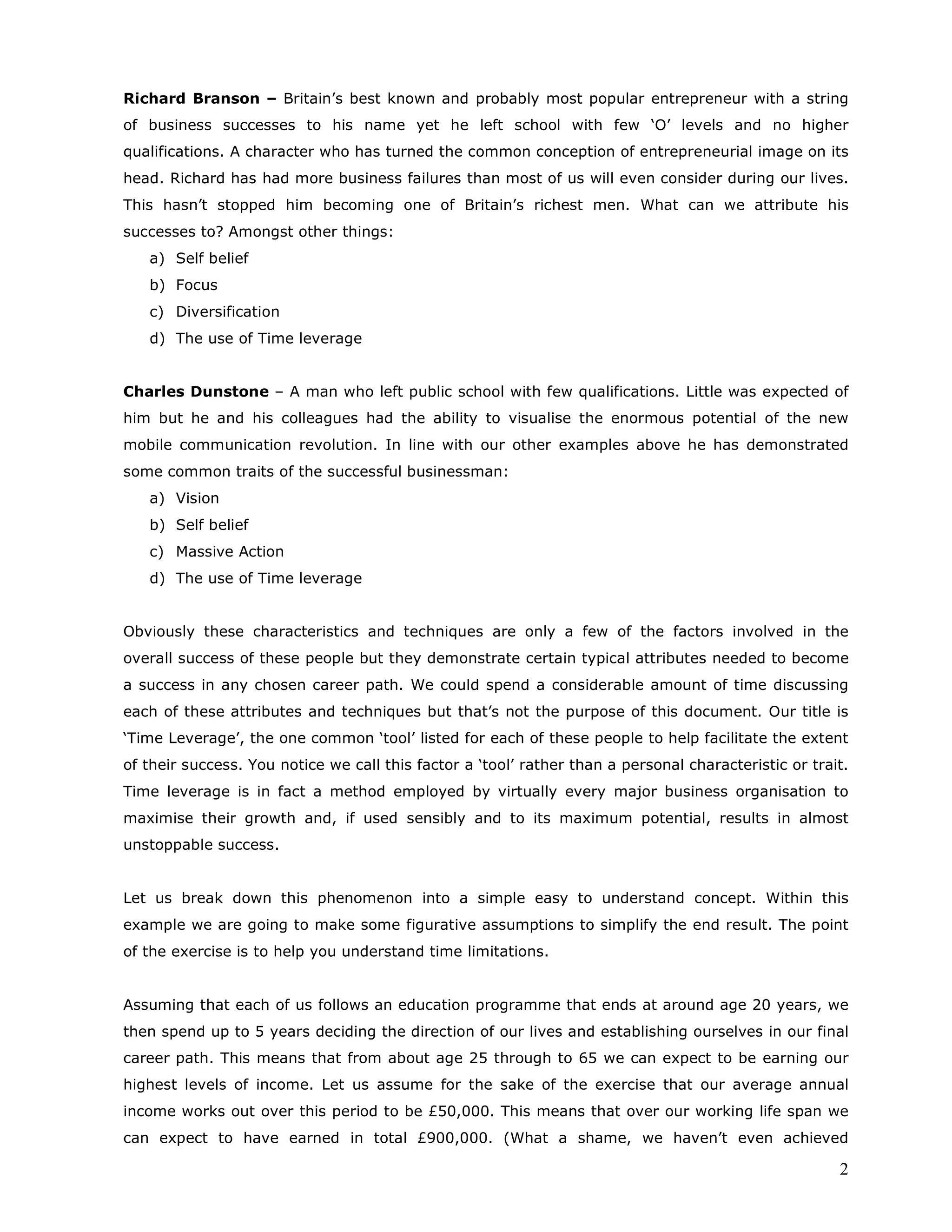 Time Leverage Information Sheet | PDF