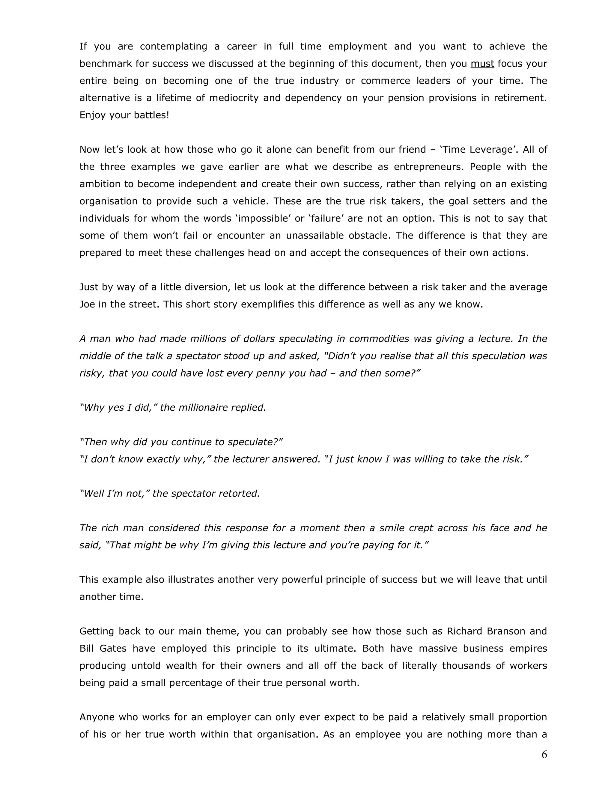 Time Leverage Information Sheet | PDF