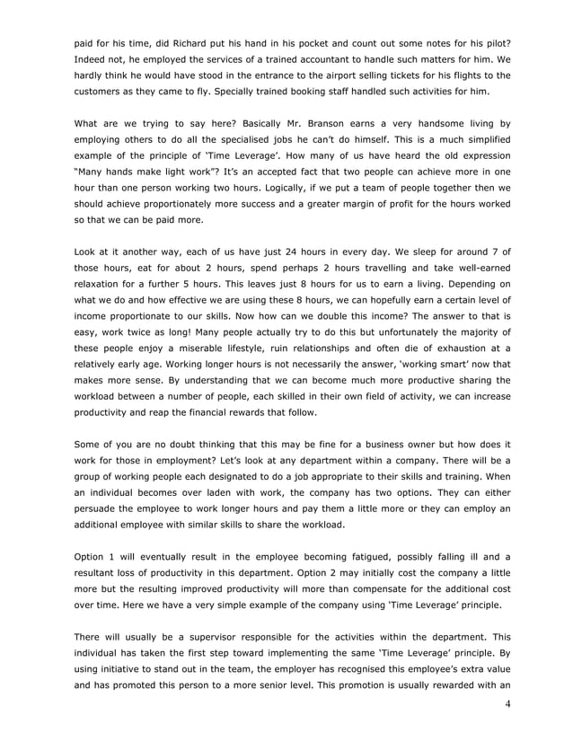 Time Leverage Information Sheet | PDF