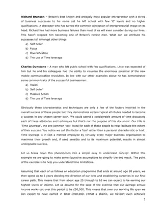 Time Leverage Information Sheet | PDF