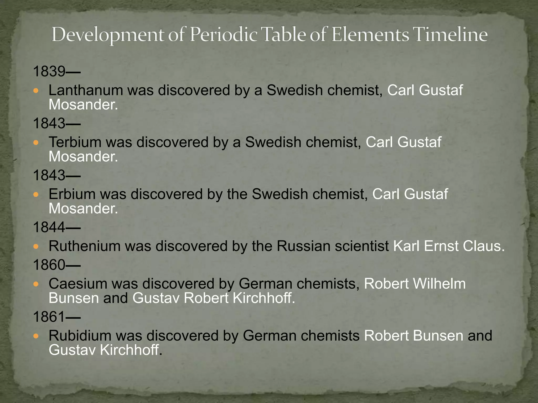 Development of Periodic Table Timeline | PPTX | Chemistry | Science
