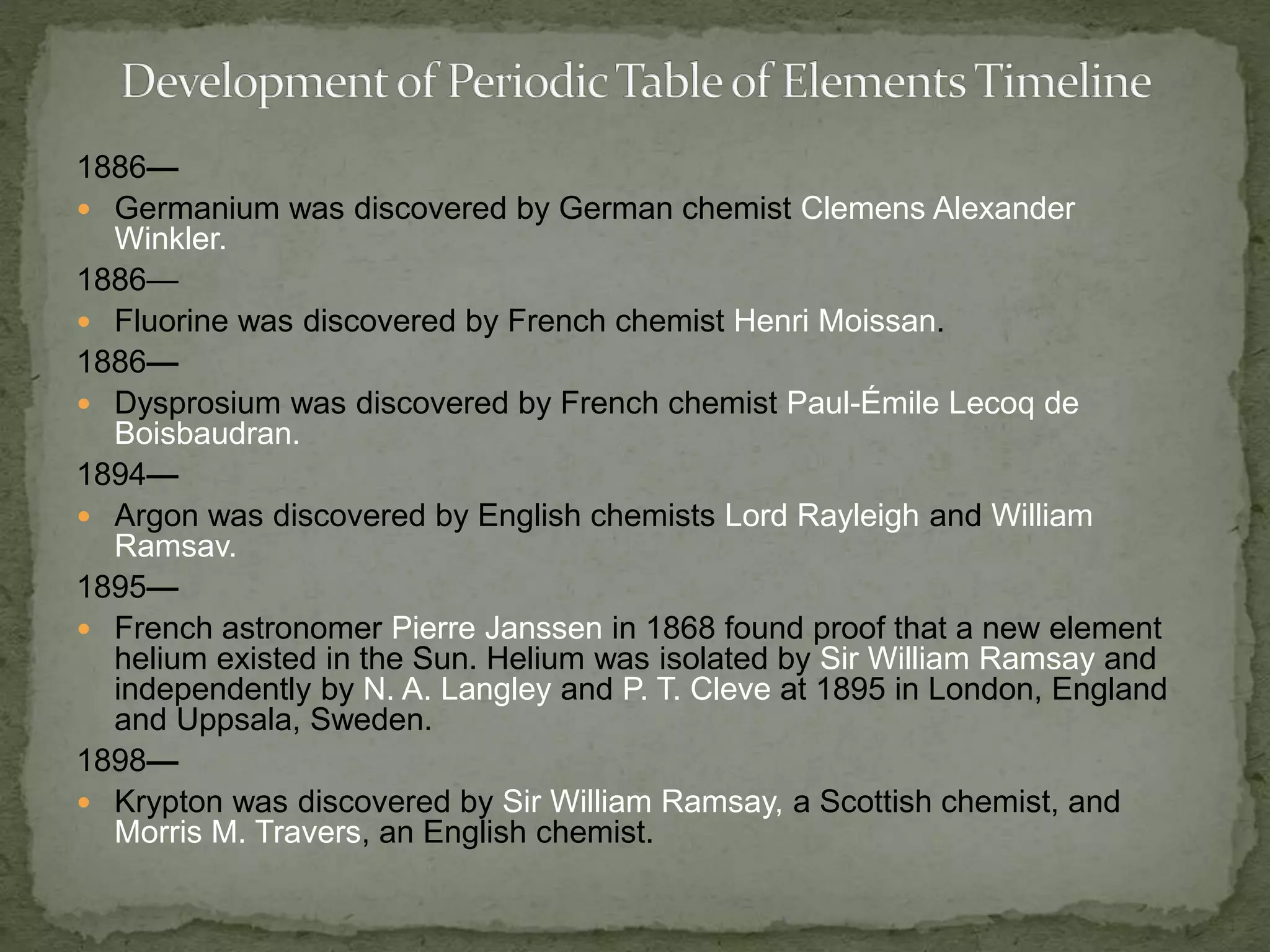 Development of Periodic Table Timeline | PPTX