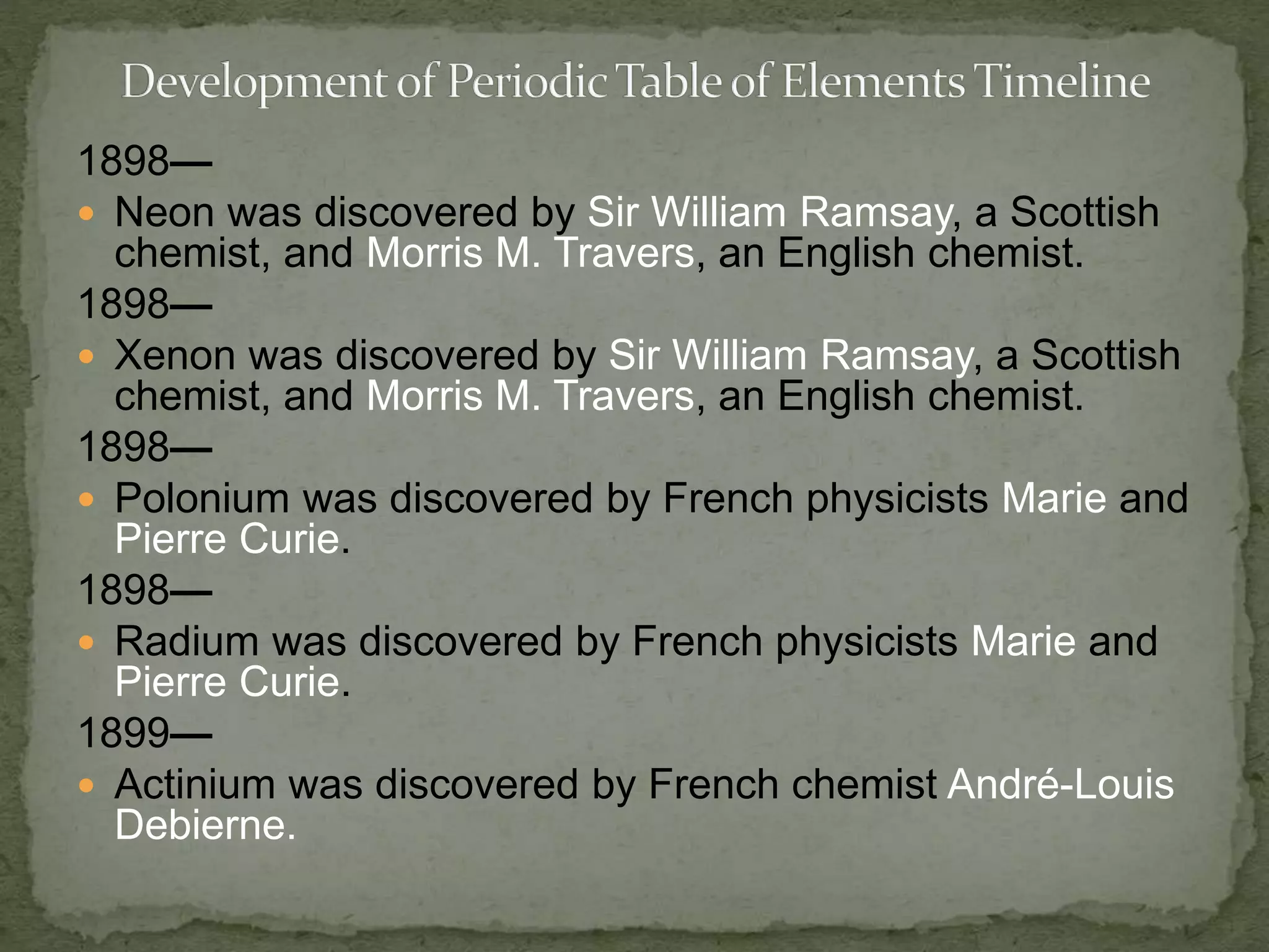 Development of Periodic Table Timeline | PPTX