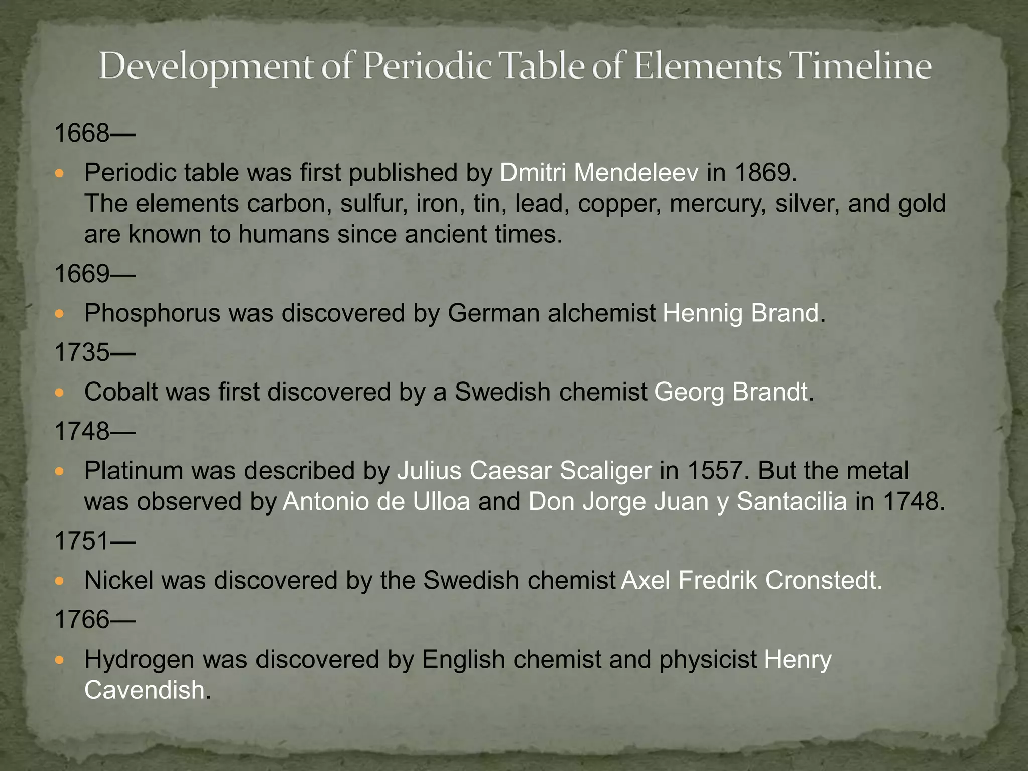 Development of Periodic Table Timeline | PPTX
