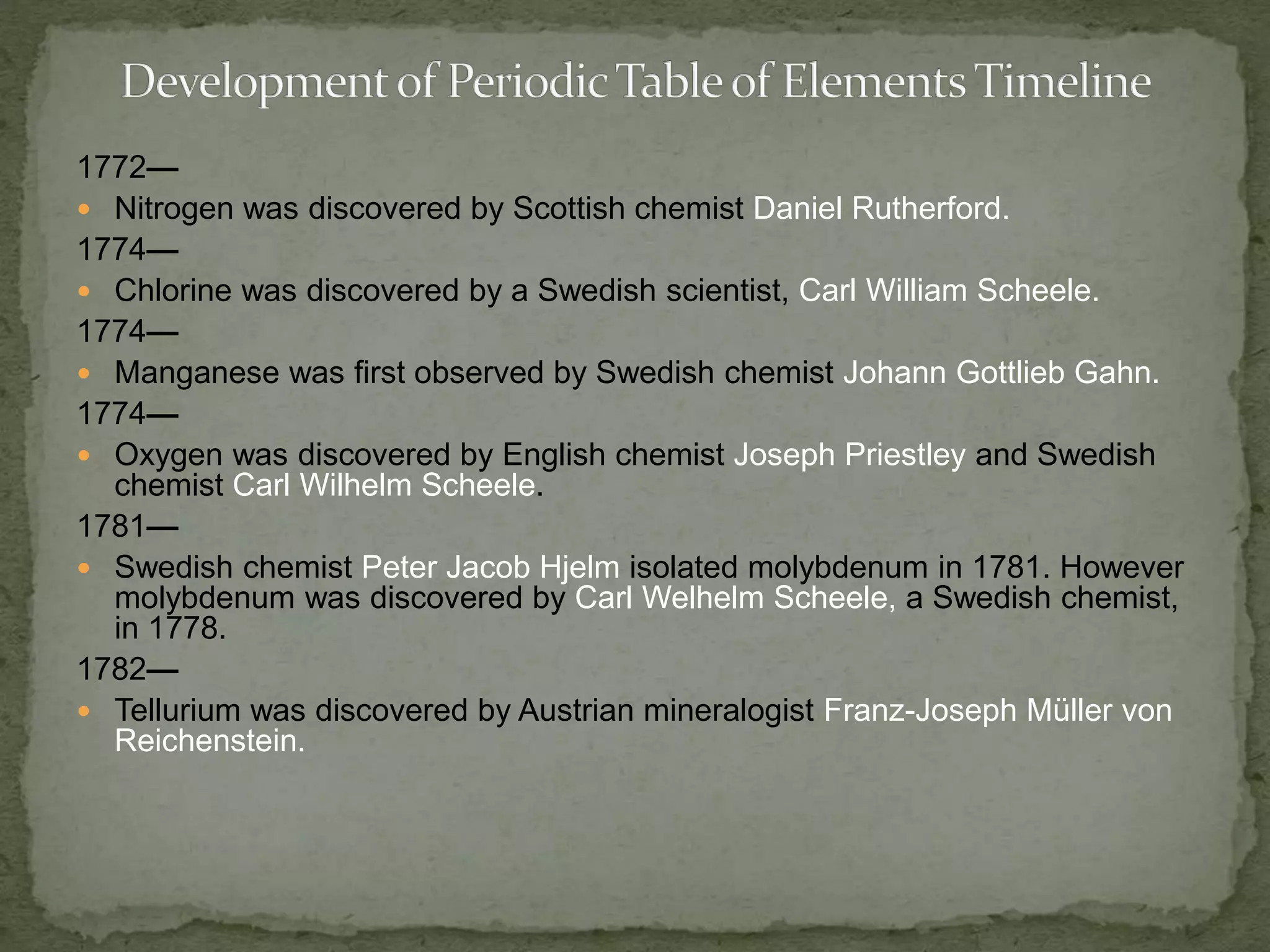 Development of Periodic Table Timeline | PPTX | Chemistry | Science