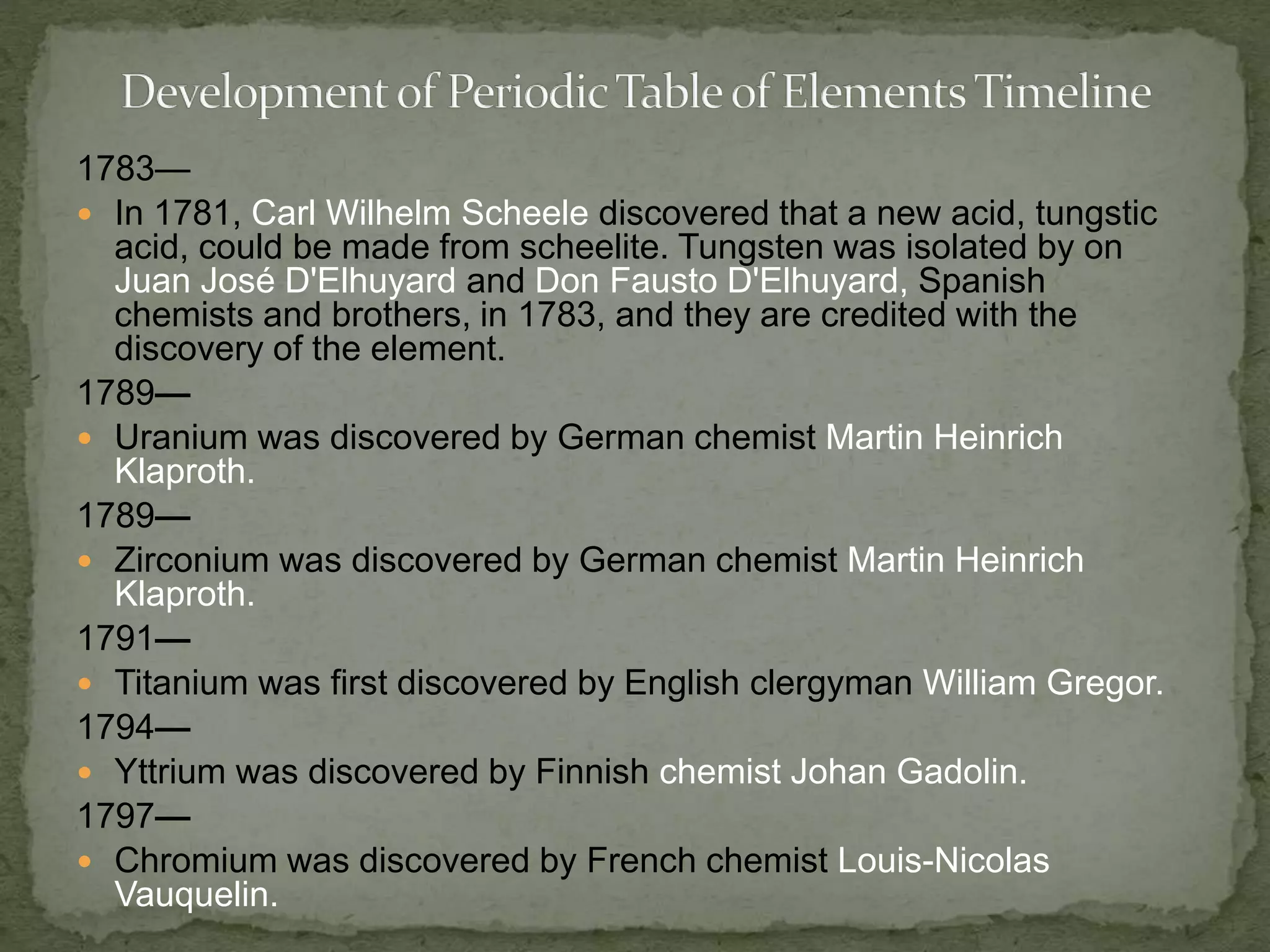 Development of Periodic Table Timeline | PPTX