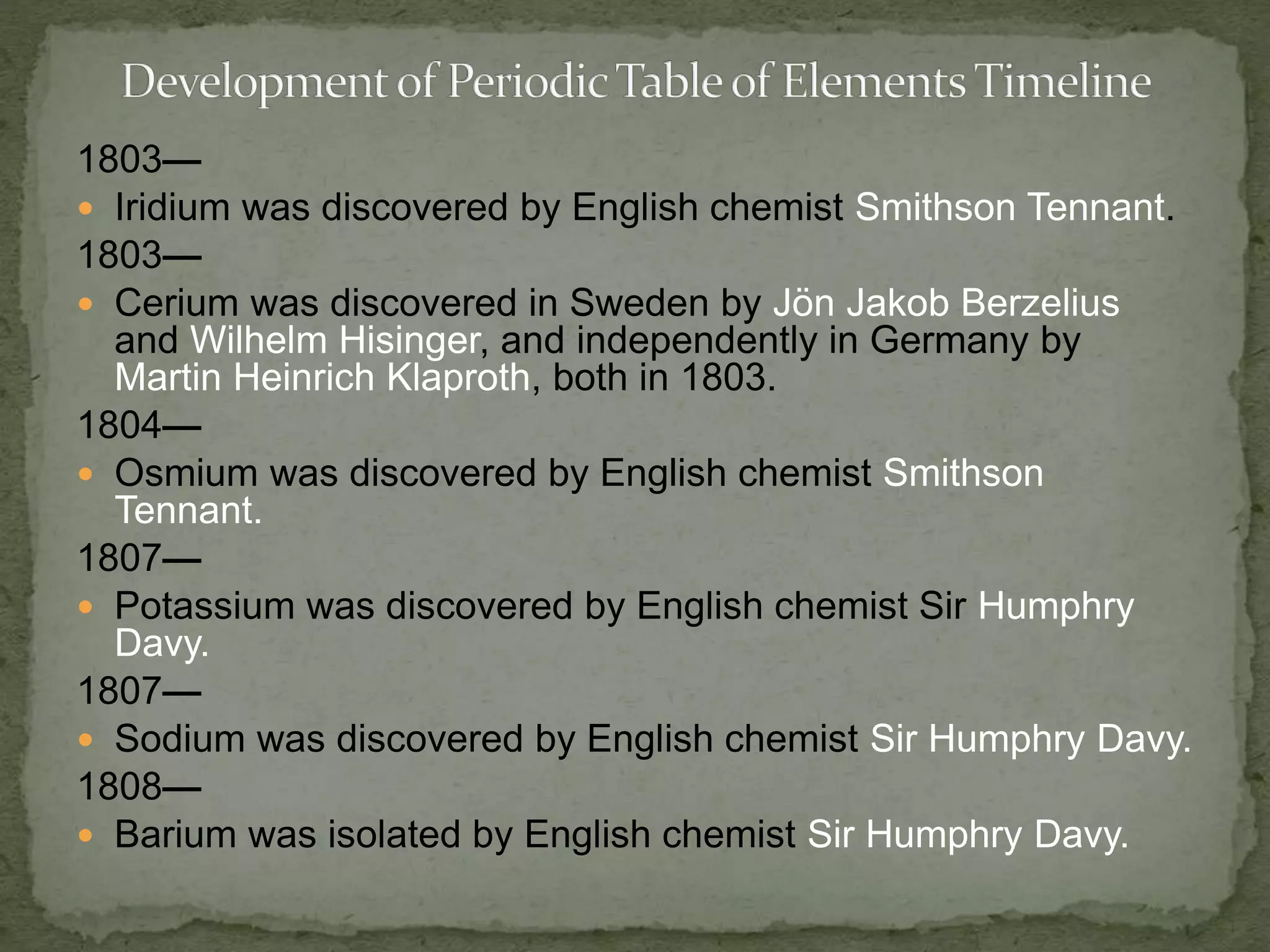 Development of Periodic Table Timeline | PPTX