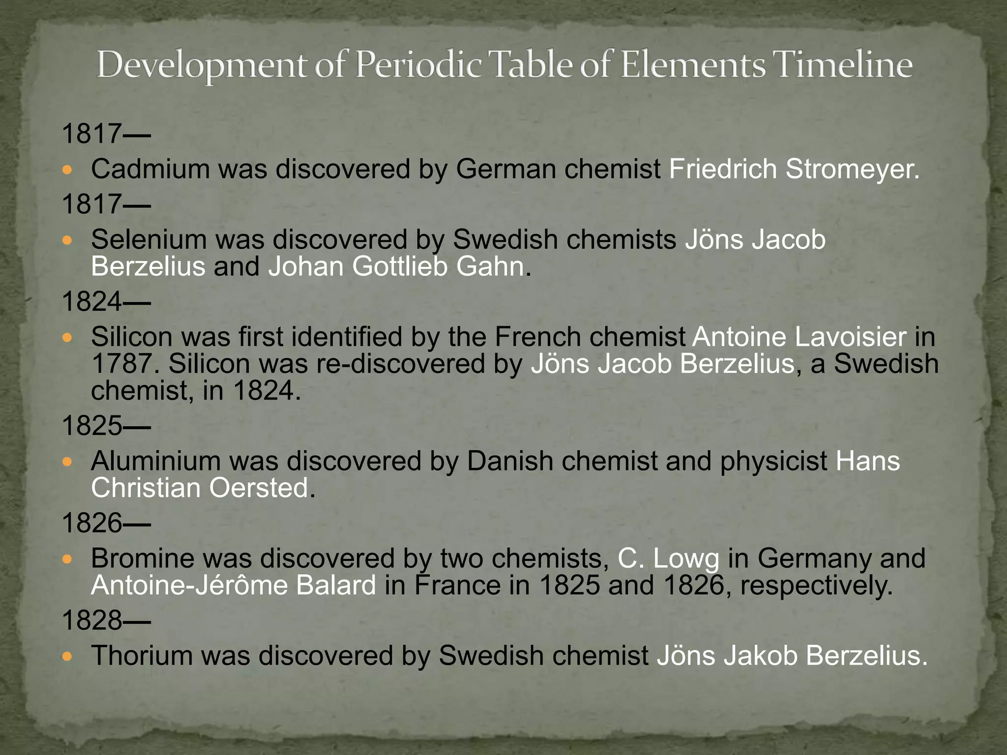 Development of Periodic Table Timeline | PPTX