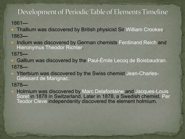 Development of Periodic Table Timeline