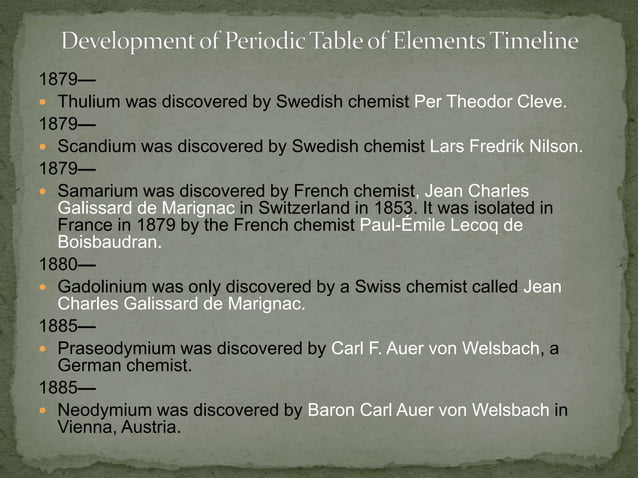 Development of Periodic Table Timeline