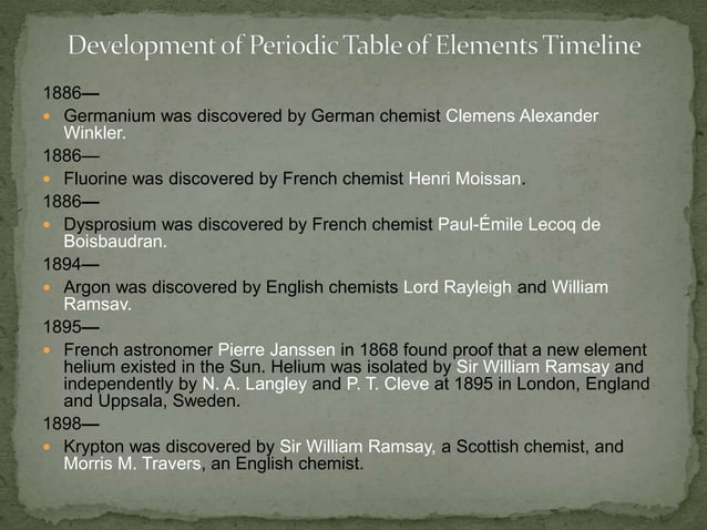 Development of Periodic Table Timeline
