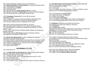 Timeline of modern Indian history relevant for upsc and pcs ...