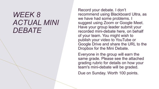 Timeline and Assignments for Mini Debate.pptx