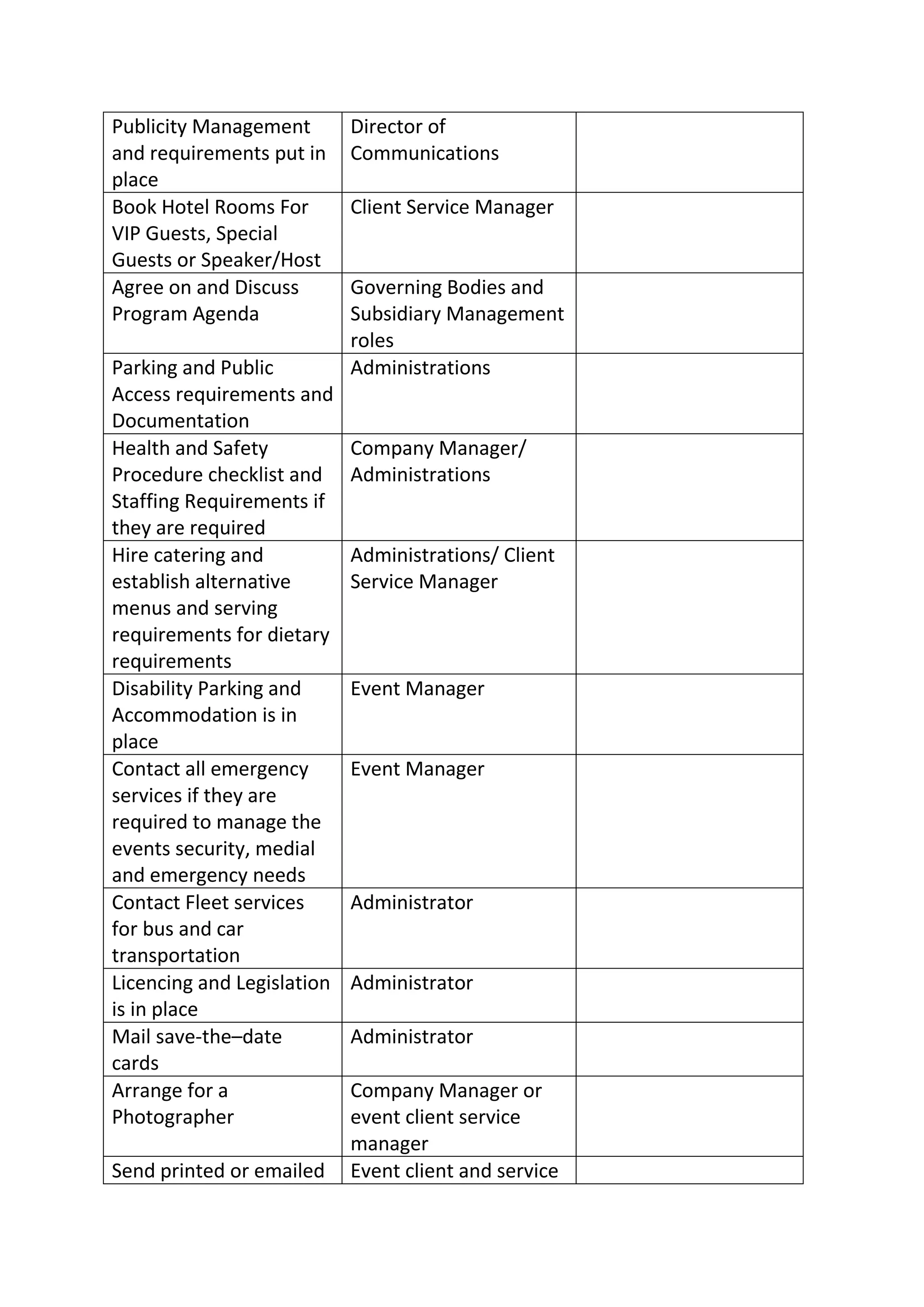 Timeline and checklist for event planning | DOCX