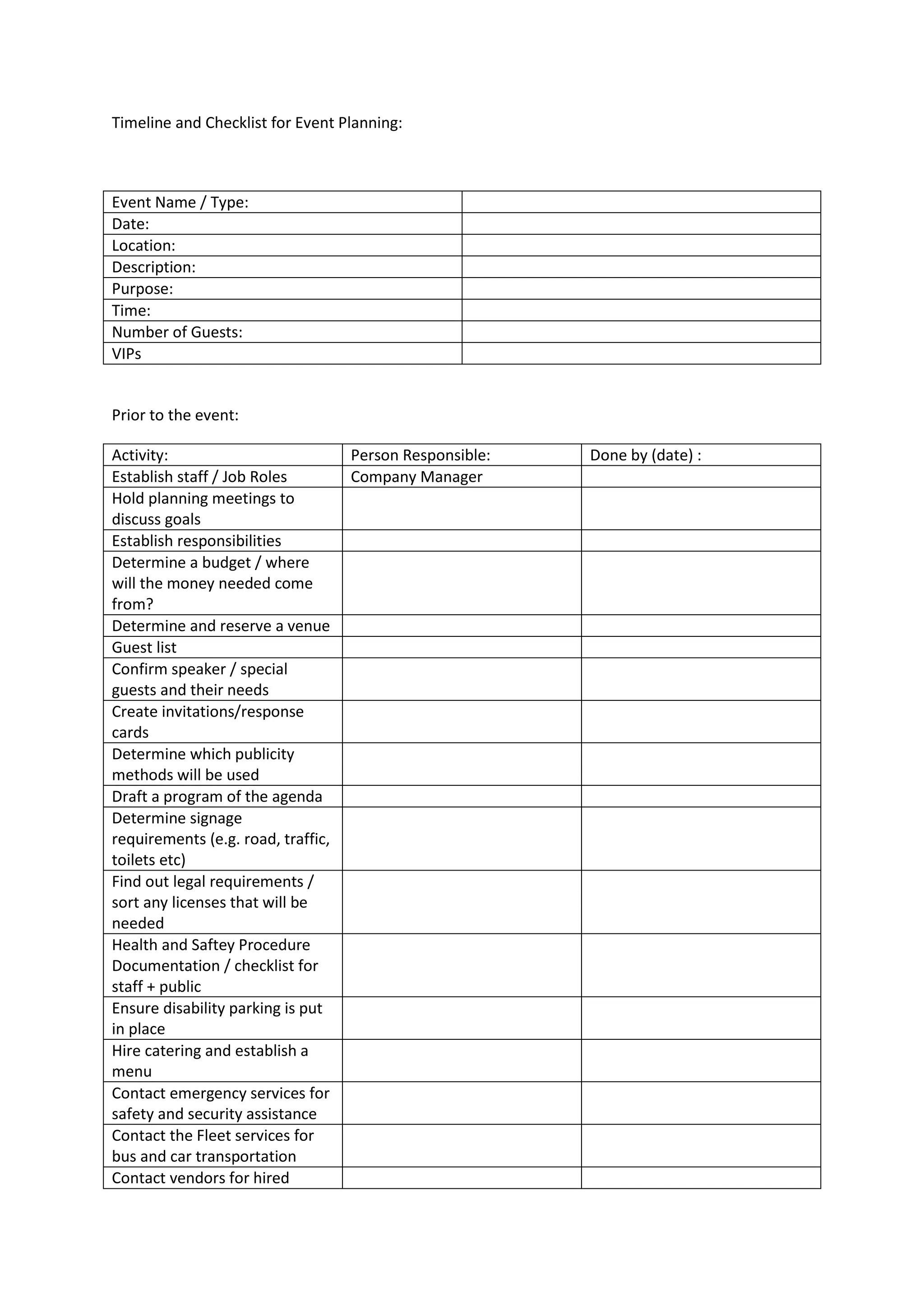 Timeline and checklist for event planning | PDF | Wedding | Personal ...