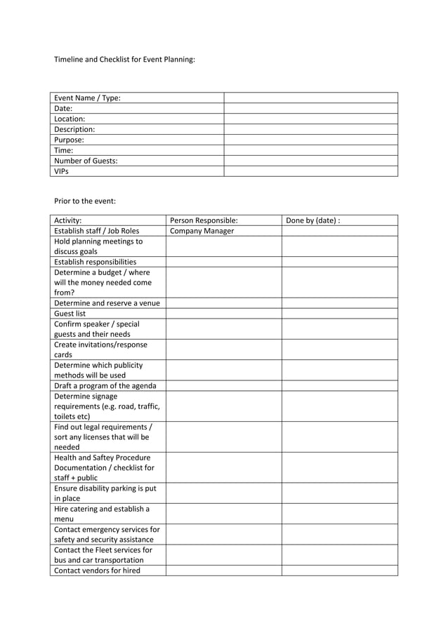 Timeline and checklist for event planning | PDF | Wedding | Personal ...
