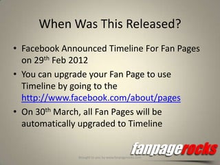Timeline For Fan Pages - A Quick Guide | PPT