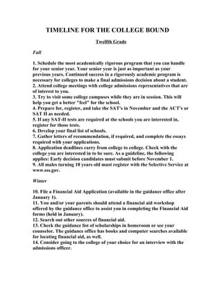 Senior Year Timeline for the College Bound | DOC | College Planning ...