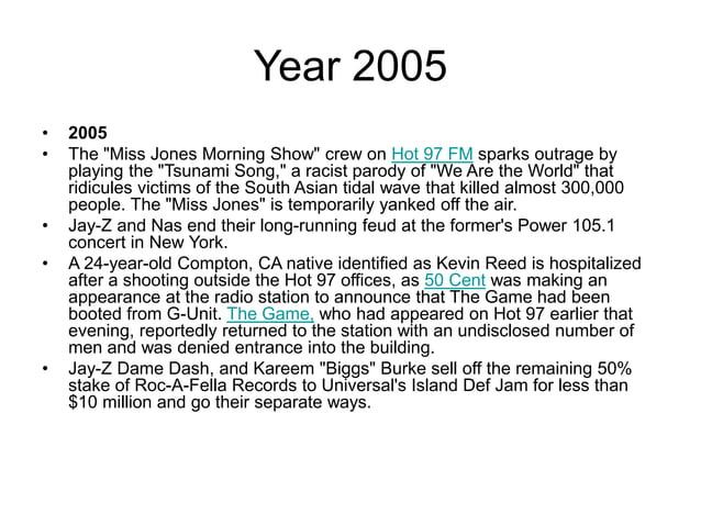 Timeline hip hop music history | PPT