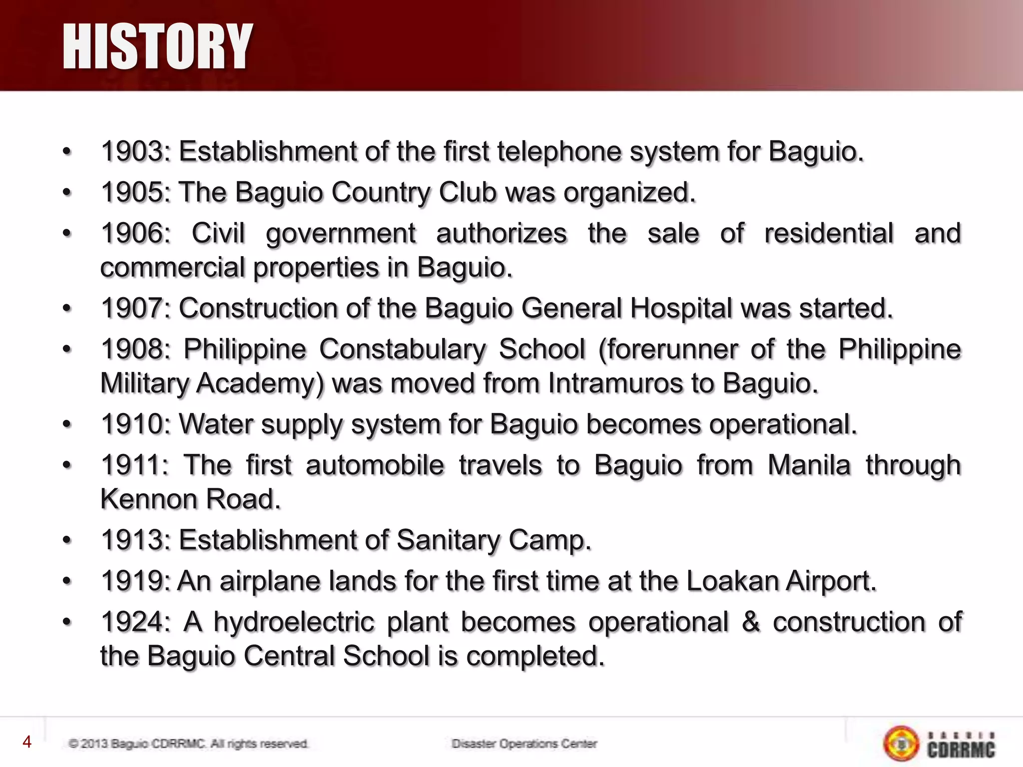 Timeline of Disasters in Baguio City | PPTX