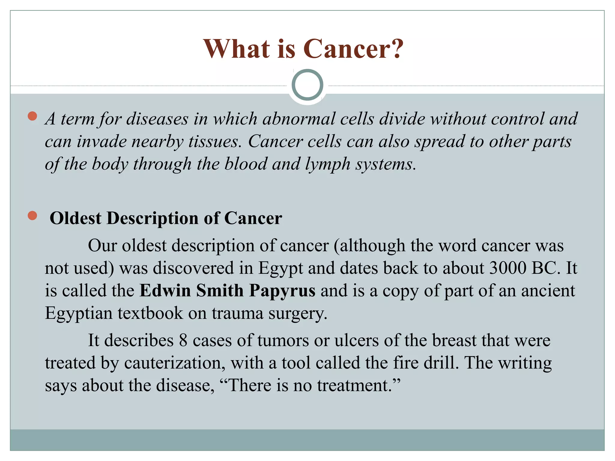 Timeline of cancer | PPT
