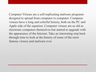Timeline of computer viruses | PPTX | Antivirus Software | Computer Software and Applications
