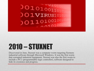 Timeline of computer viruses | PPTX