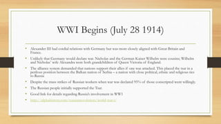 Timeline of events - The decline and fall of the Romanov Dynasty. | PPTX