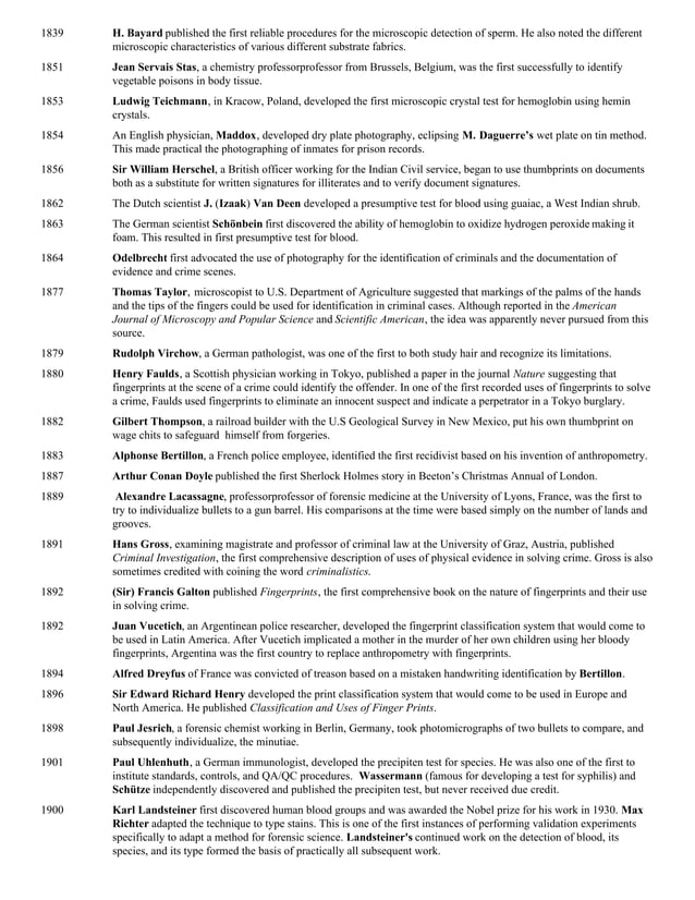 Timeline of forensic science | PDF