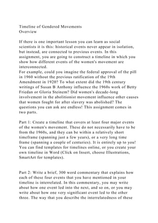 Timeline of Gendered MovementsOverviewIf there is one importan.docx