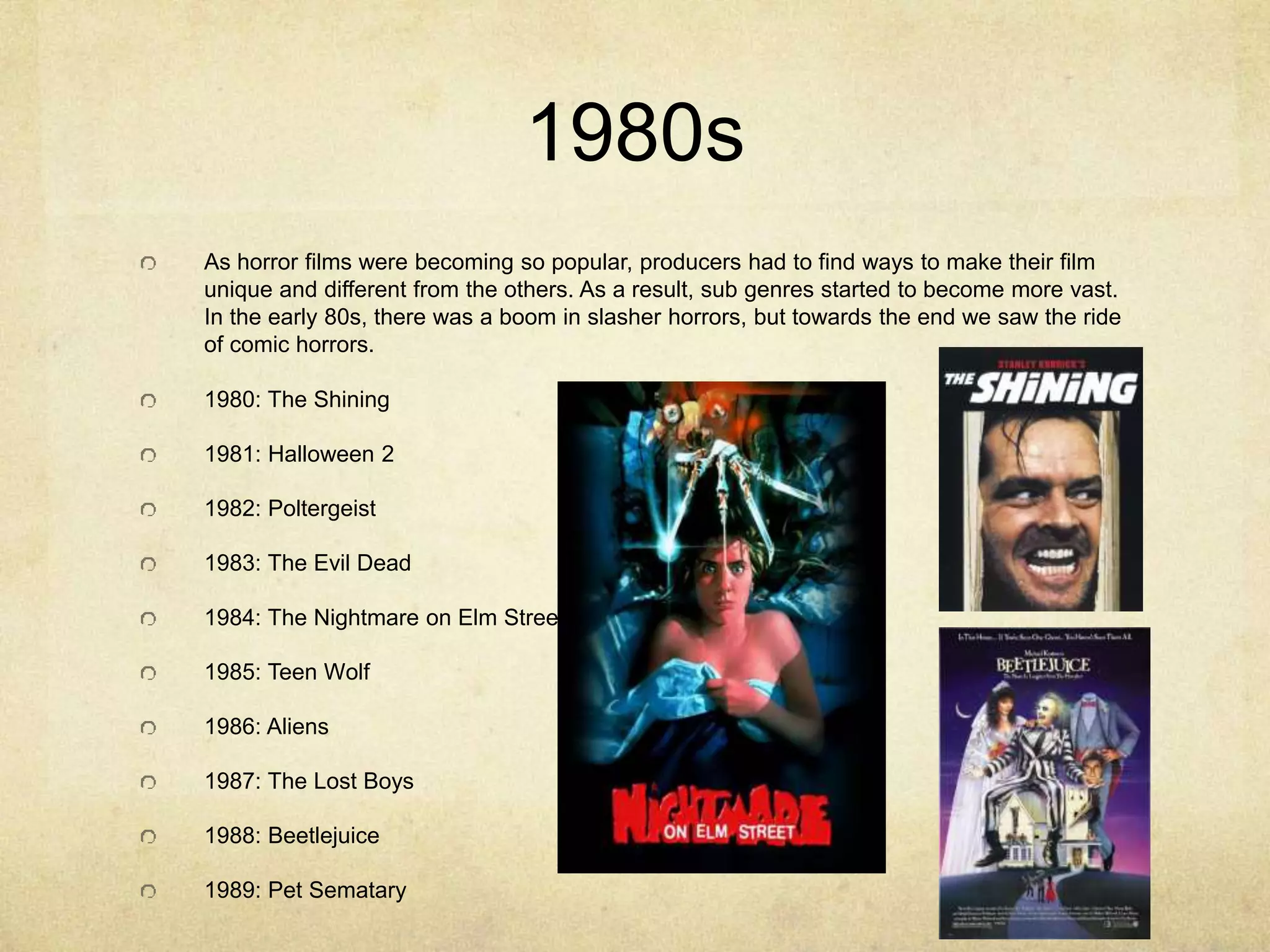 Timeline of Horror Movies | PPT