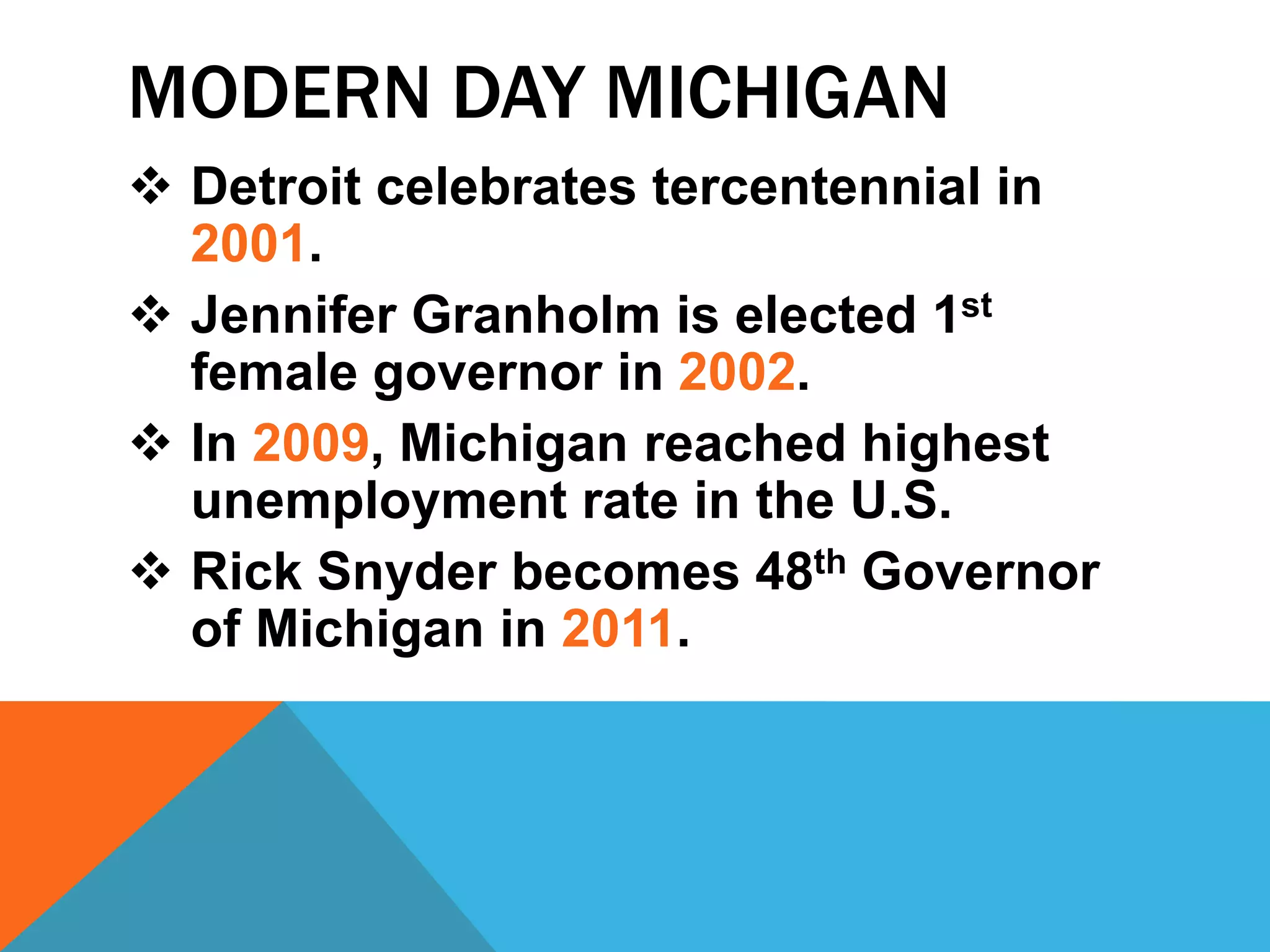 Timeline of michigan’s history edu 290 | PPTX