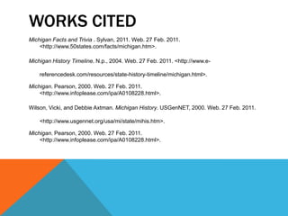 Timeline of michigan’s history edu 290 | PPTX