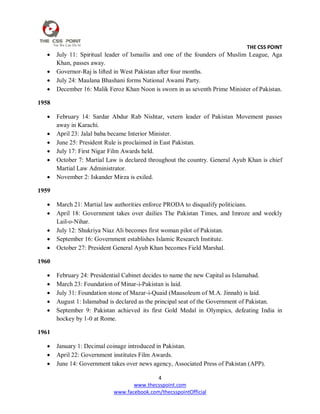 Timeline of pakistan 1947 to 2009 | PDF