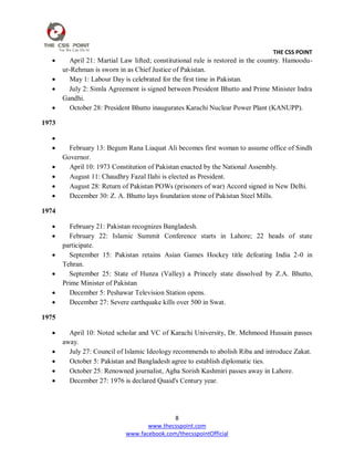 Timeline of pakistan 1947 to 2009 | PDF