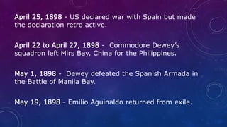 Timeline of spanish, american and japanese era | PPTX