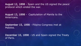 Timeline of spanish, american and japanese era | PPTX