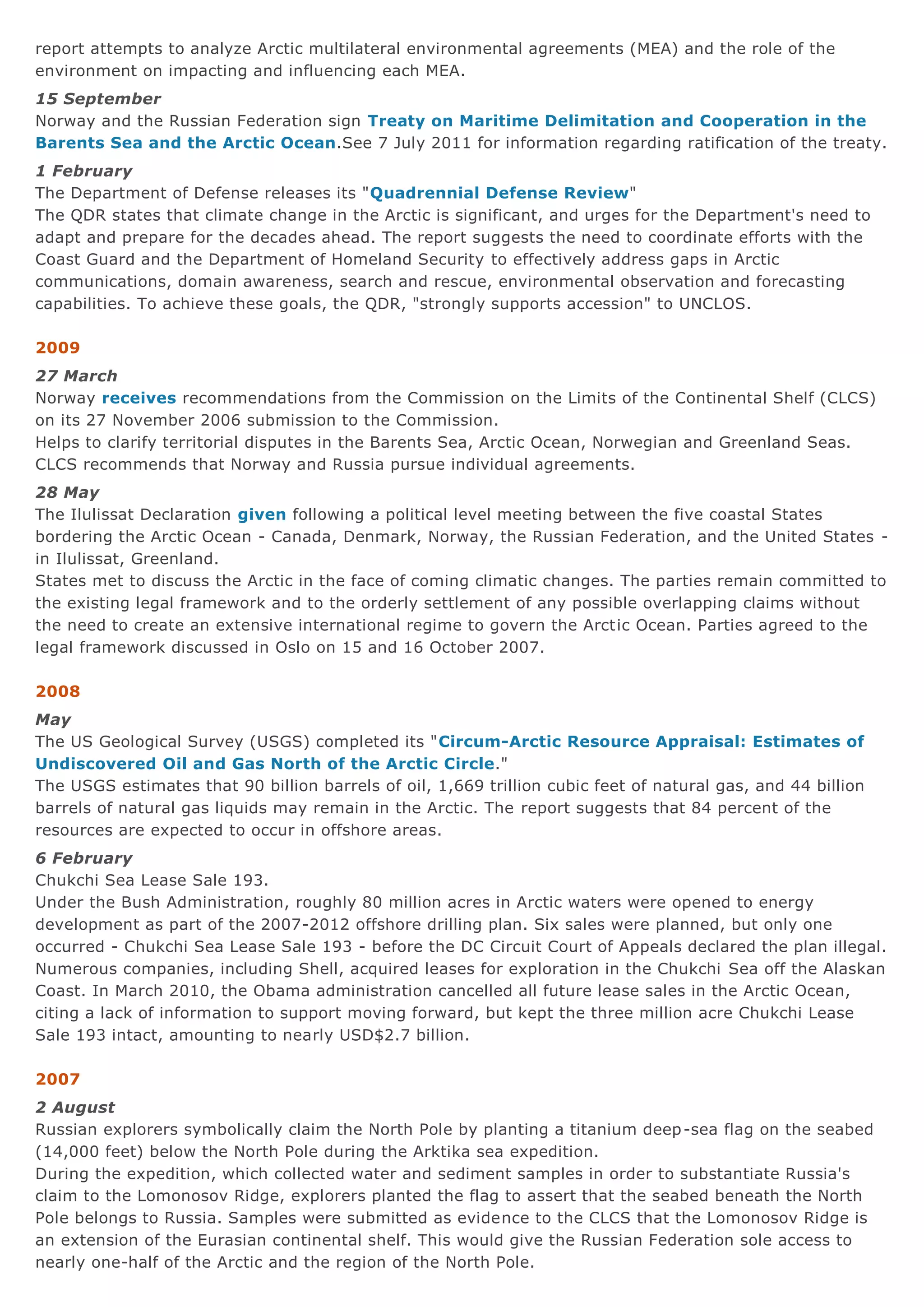 Timeline of the arctic claims | DOCX